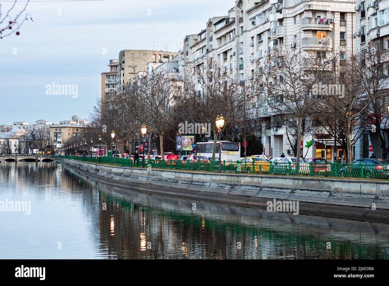 Car traffic, pollution, traffic jam in the morning and evening in the ...