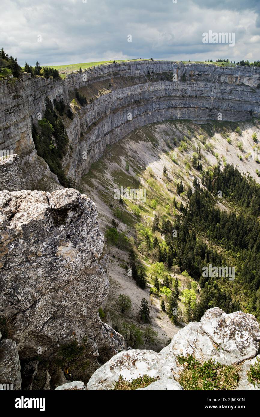 Creux du van, the amphitheater shaped rock formation, which is 1400 ...