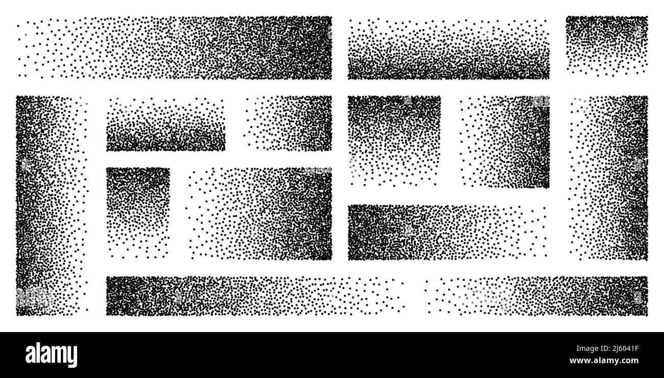 Stipple pattern, dotted rectangular design elements. Stippling, dotwork ...