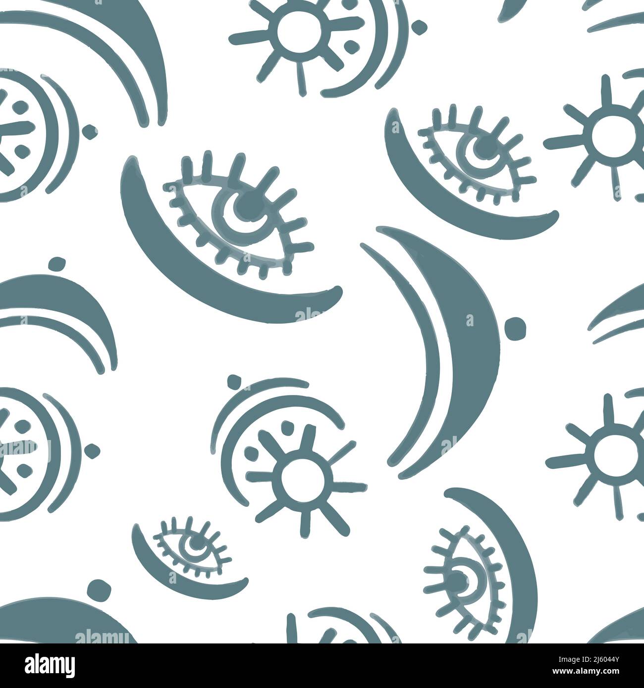 Vector Seamless pattern with magic symbols, runes and stars in boho ...