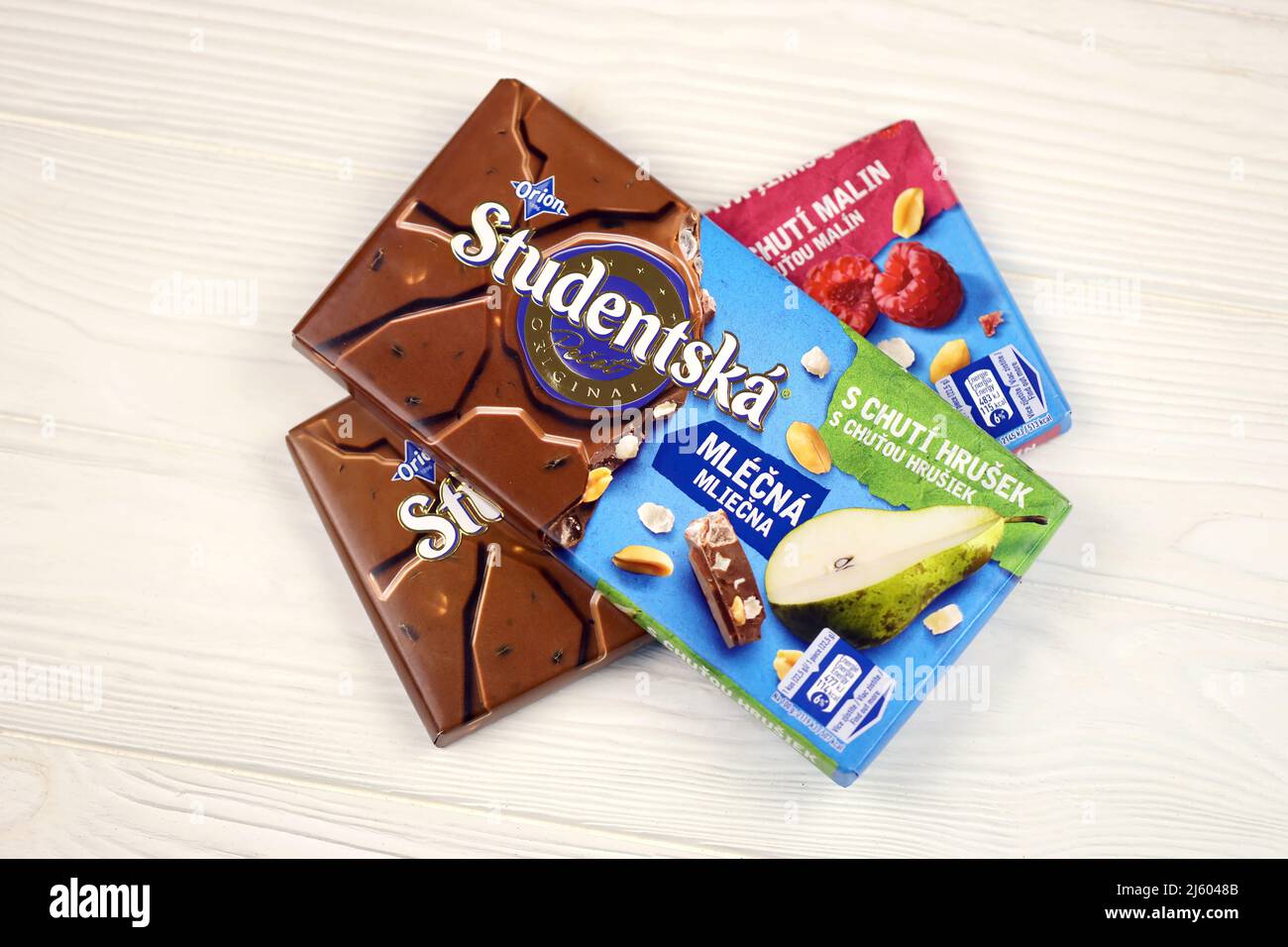 KHARKIV, UKRAINE - NOVEMBER 3, 2021: Studentska chocolate bar is a ...