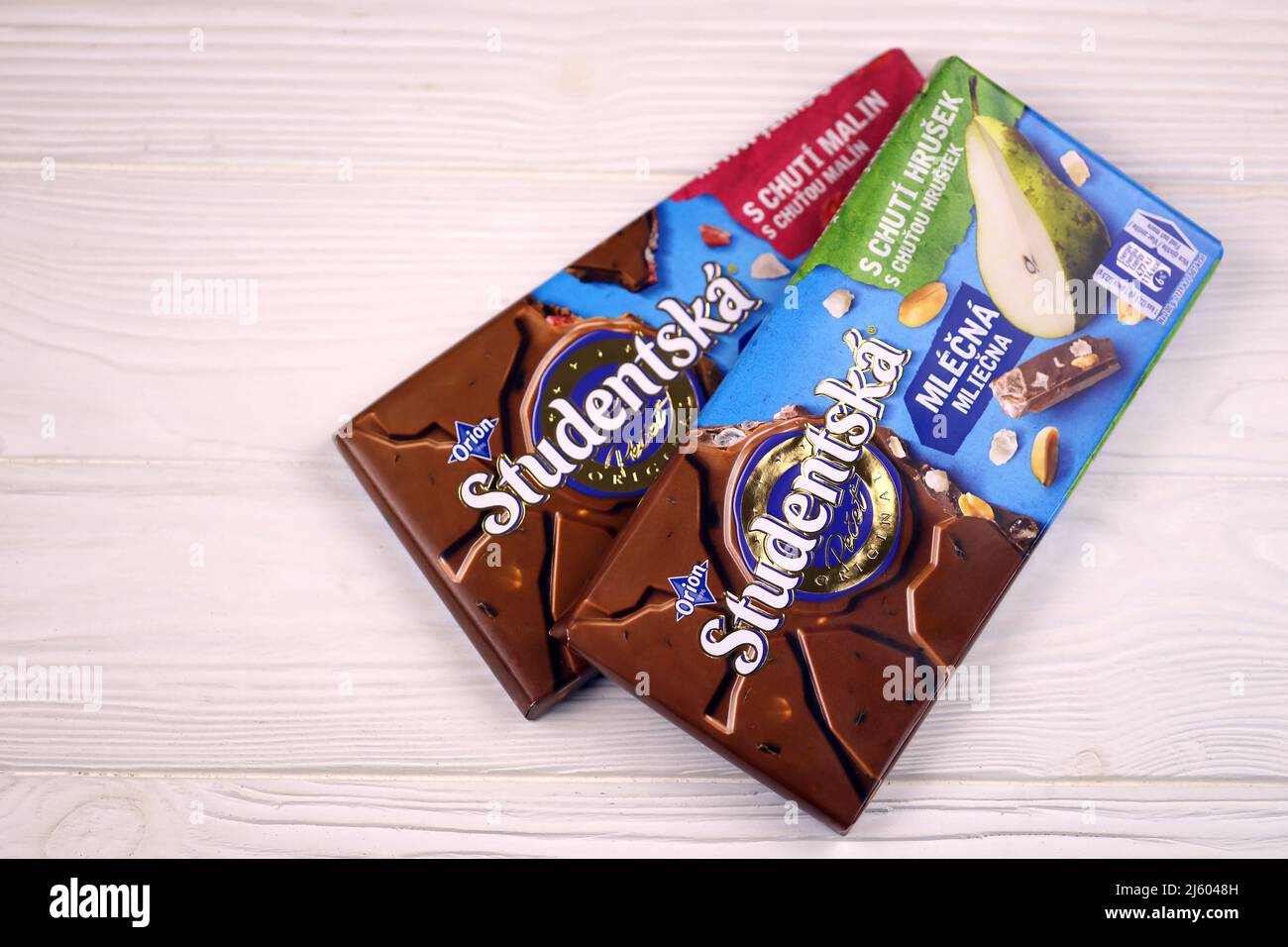 KHARKIV, UKRAINE - NOVEMBER 3, 2021: Studentska chocolate bar is a ...