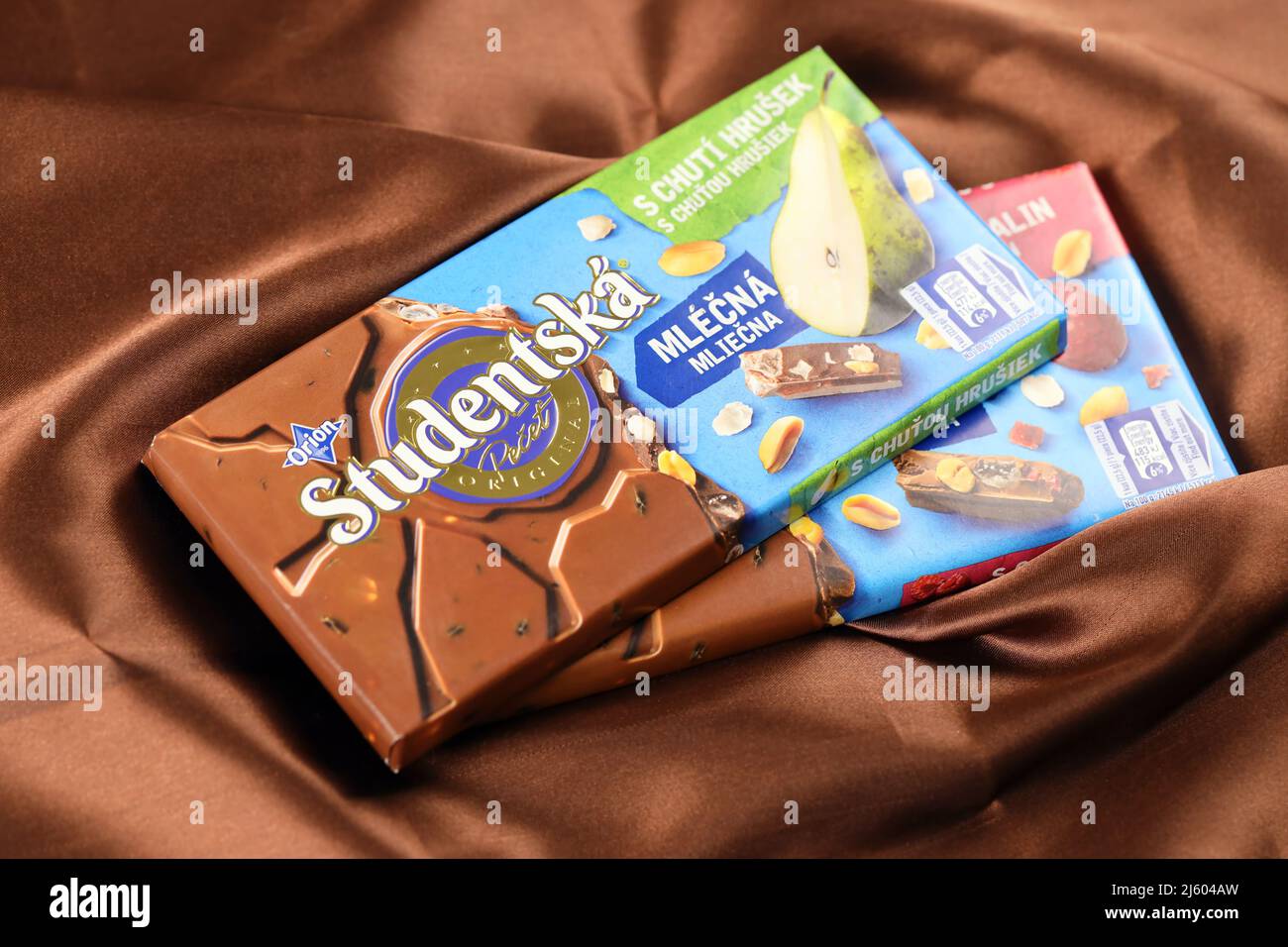 KHARKIV, UKRAINE - NOVEMBER 3, 2021: Studentska chocolate bar is a ...