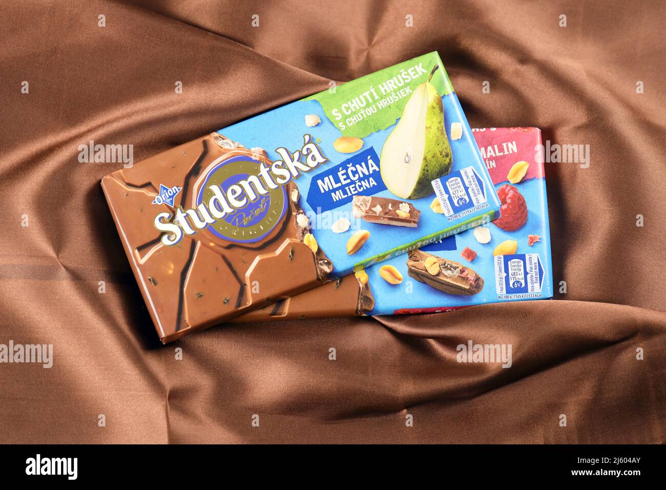 KHARKIV, UKRAINE - NOVEMBER 3, 2021: Studentska chocolate bar is a ...