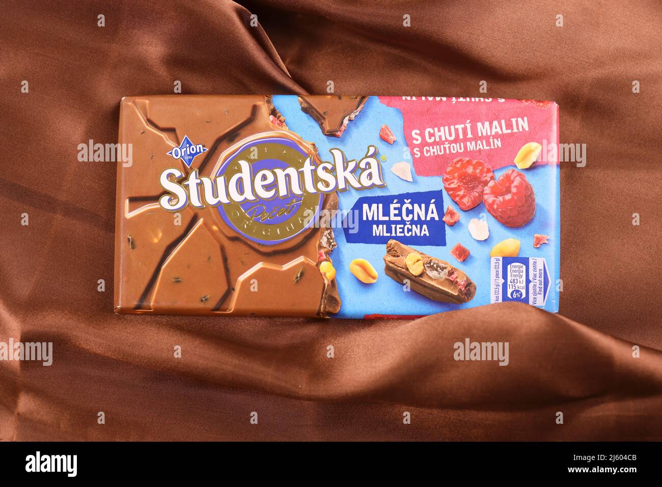 KHARKIV, UKRAINE - NOVEMBER 3, 2021: Studentska chocolate bar is a ...