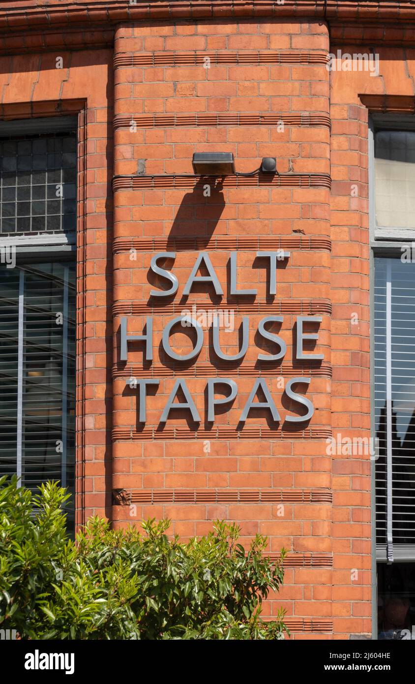 Sign outside Salt House Tapas, a restaurant in Liverpool Stock Photo ...