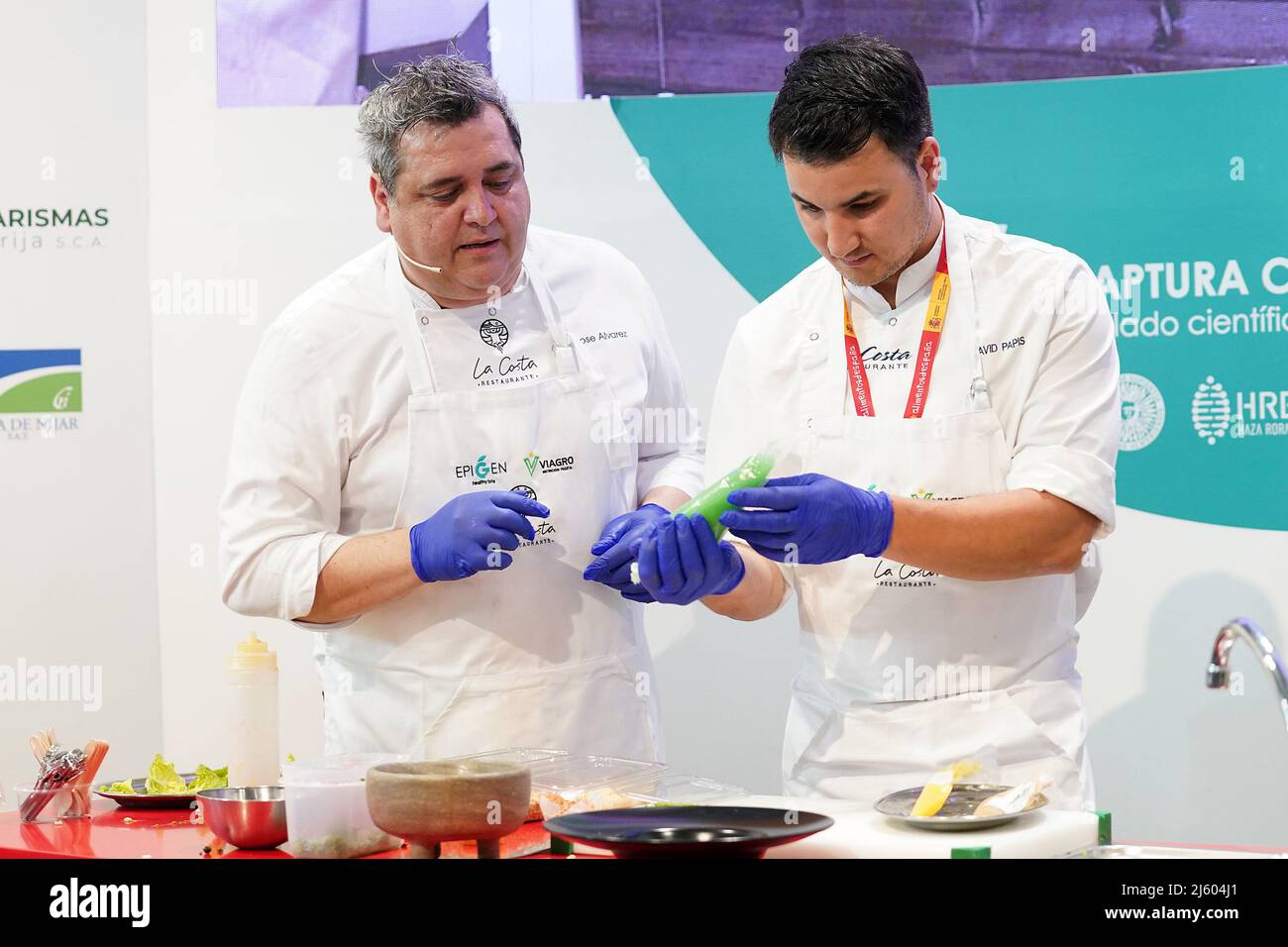 Spanish Chefs Jose Alvarez and David Papis perform a show-cooking by ...