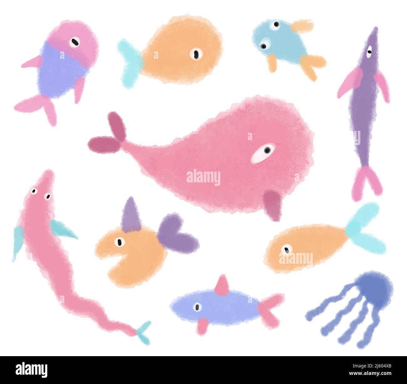 Vector Watercolor fish. Sea fish set illustration isolated on white ...