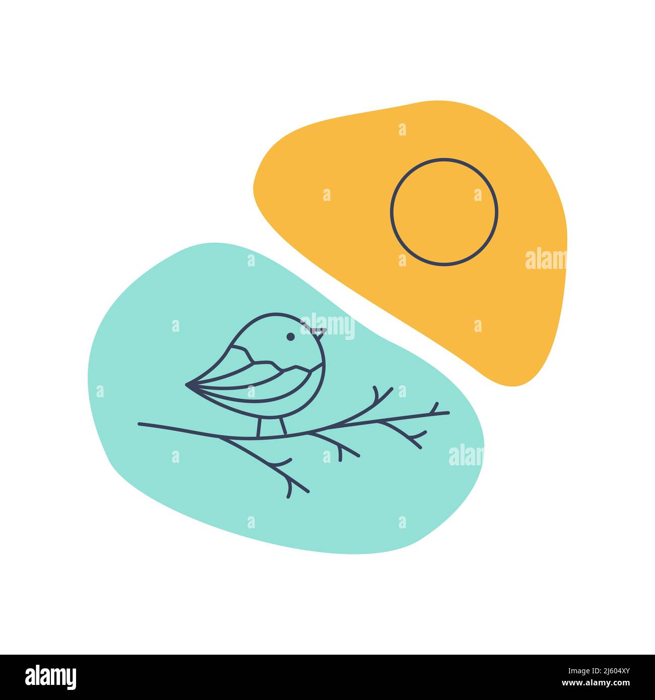Vector illustration of bird and sun in doodle style Stock Vector Image ...