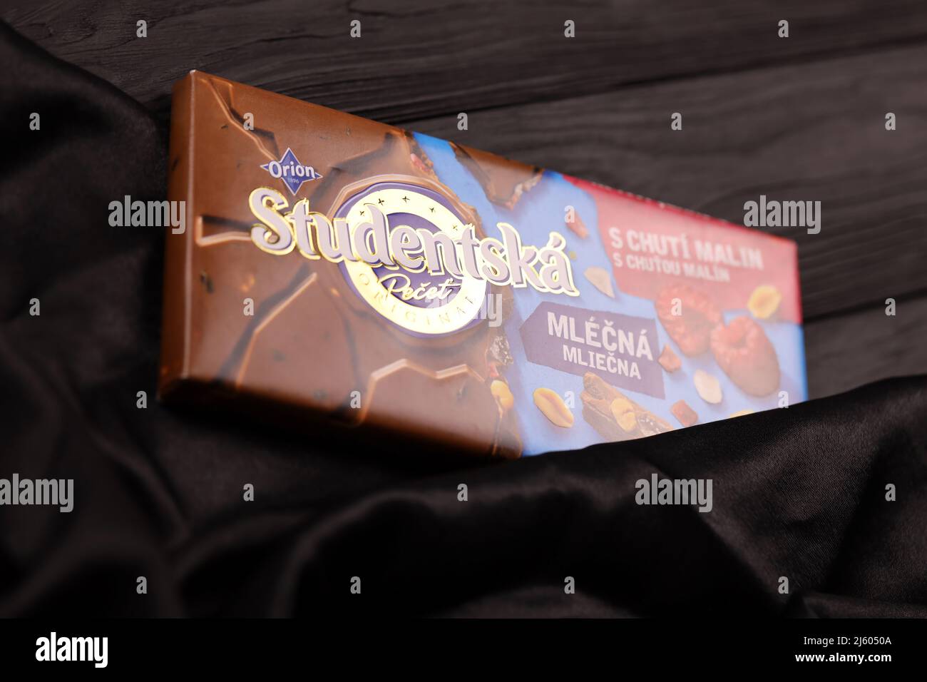 KHARKIV, UKRAINE - NOVEMBER 3, 2021: Studentska chocolate bar is a ...