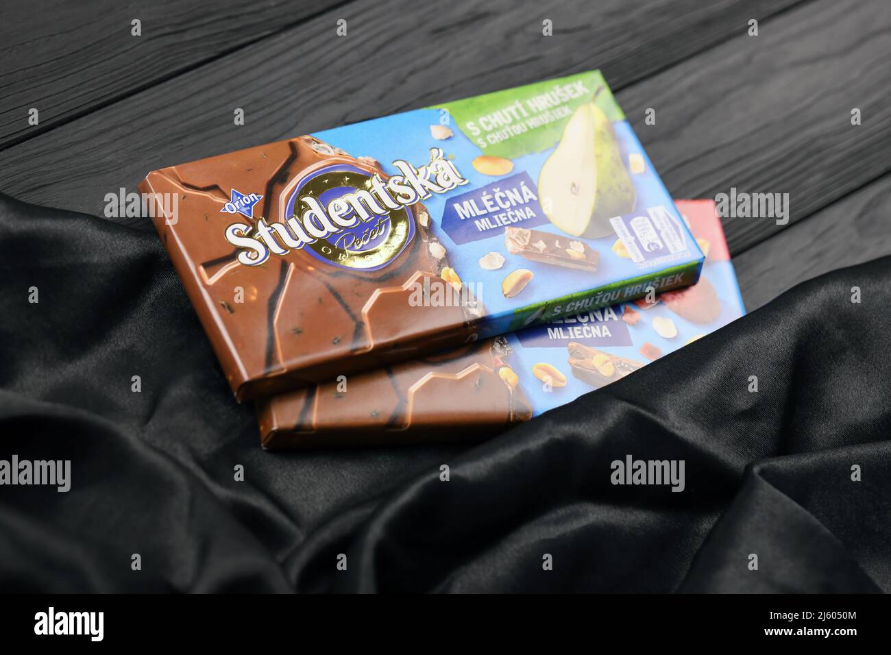 KHARKIV, UKRAINE - NOVEMBER 3, 2021: Studentska chocolate bar is a ...