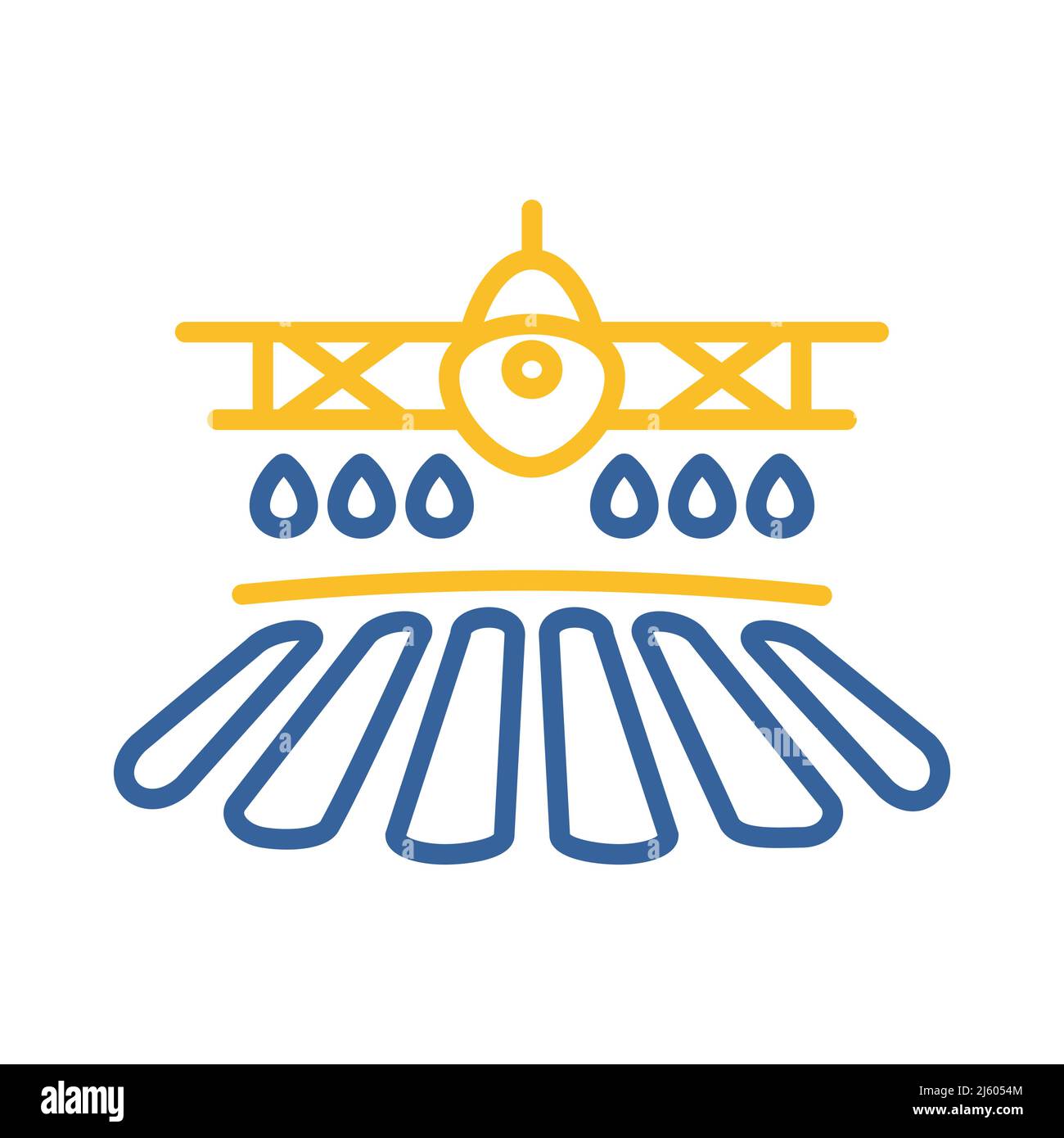 Crop duster airplane spraying a farm field vector isolated icon ...