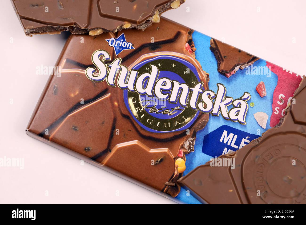 KHARKIV, UKRAINE - NOVEMBER 3, 2021: Studentska chocolate bar is a ...