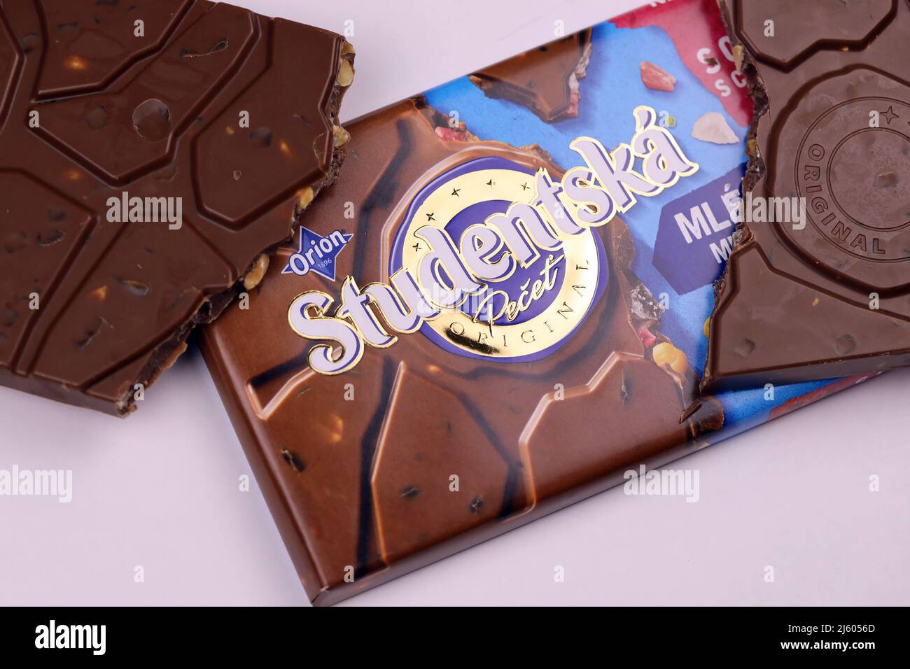 KHARKIV, UKRAINE - NOVEMBER 3, 2021: Studentska chocolate bar is a ...