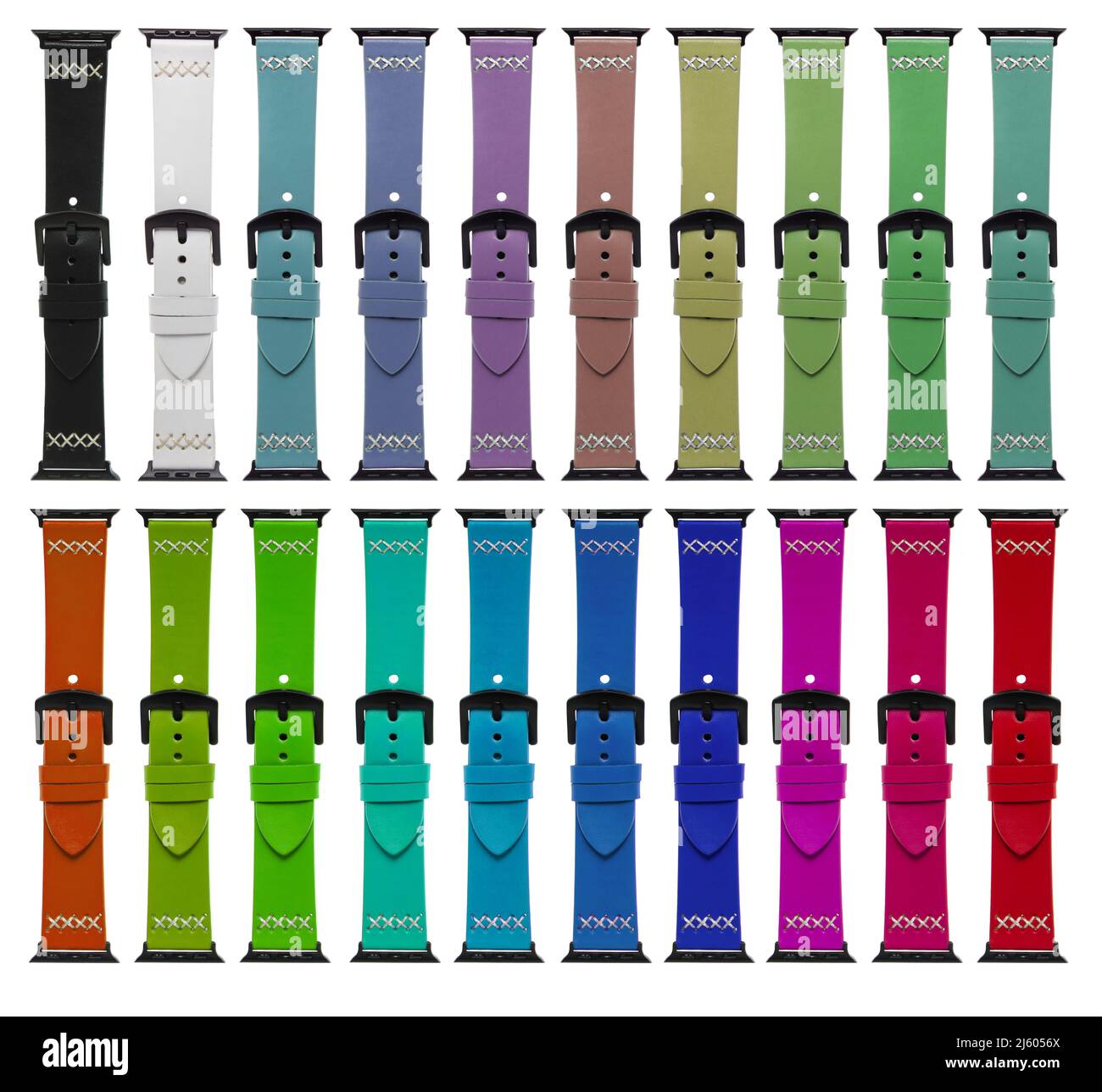 leather straps for electronic watches, smart watches, on a white ...