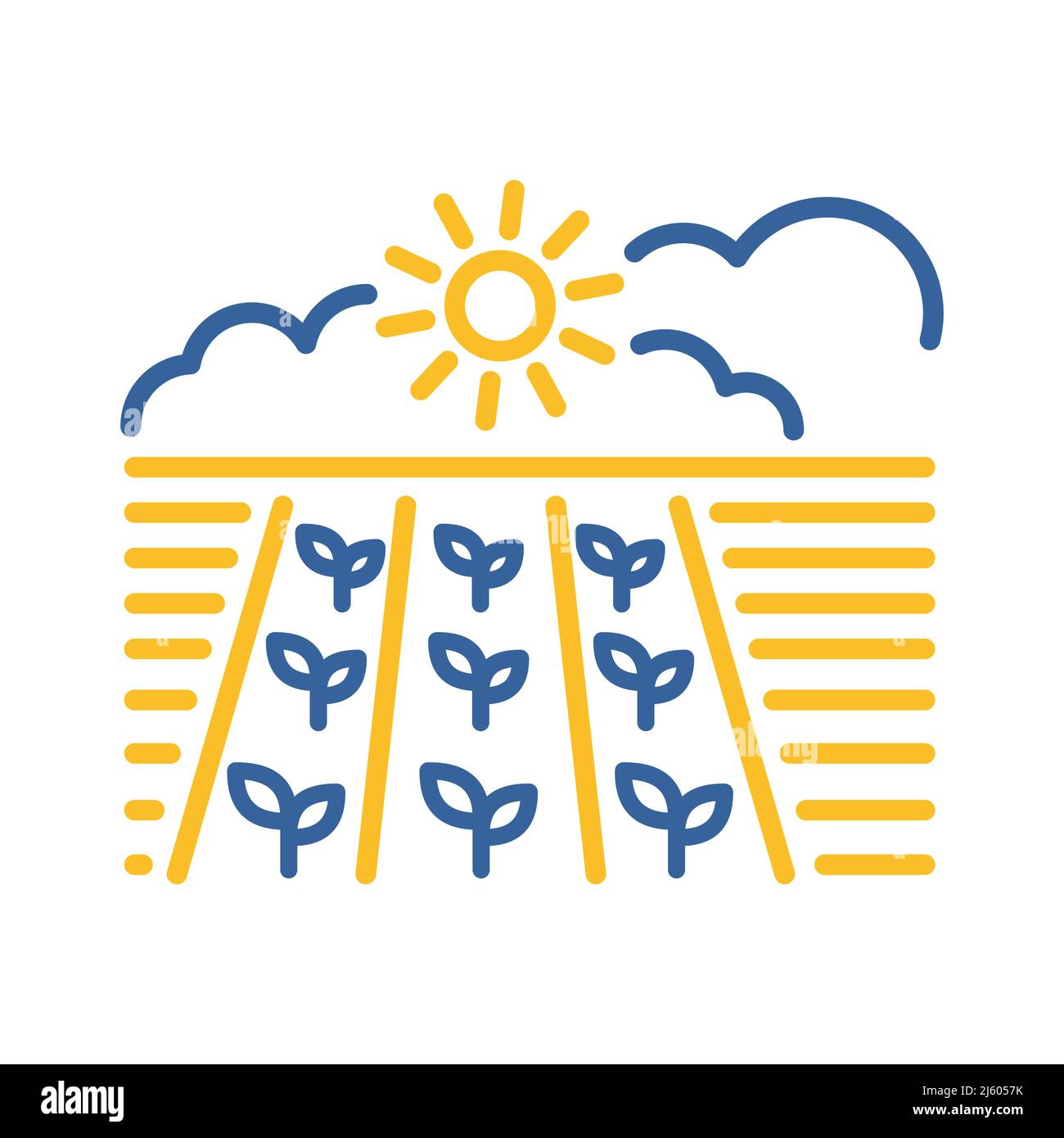 Spring field flat isolated icon. Seedling. Ground. Green plants ...