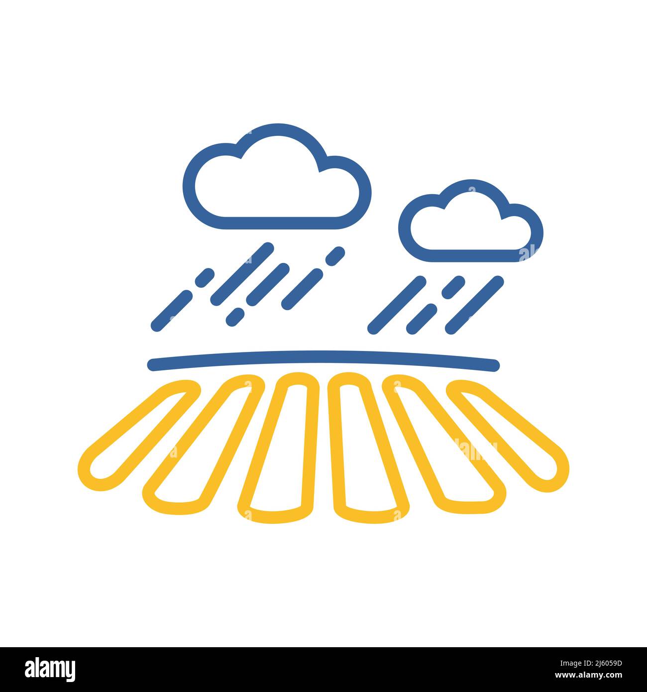 Cloud with rain over the field icon. Agriculture sign. Graph symbol for ...