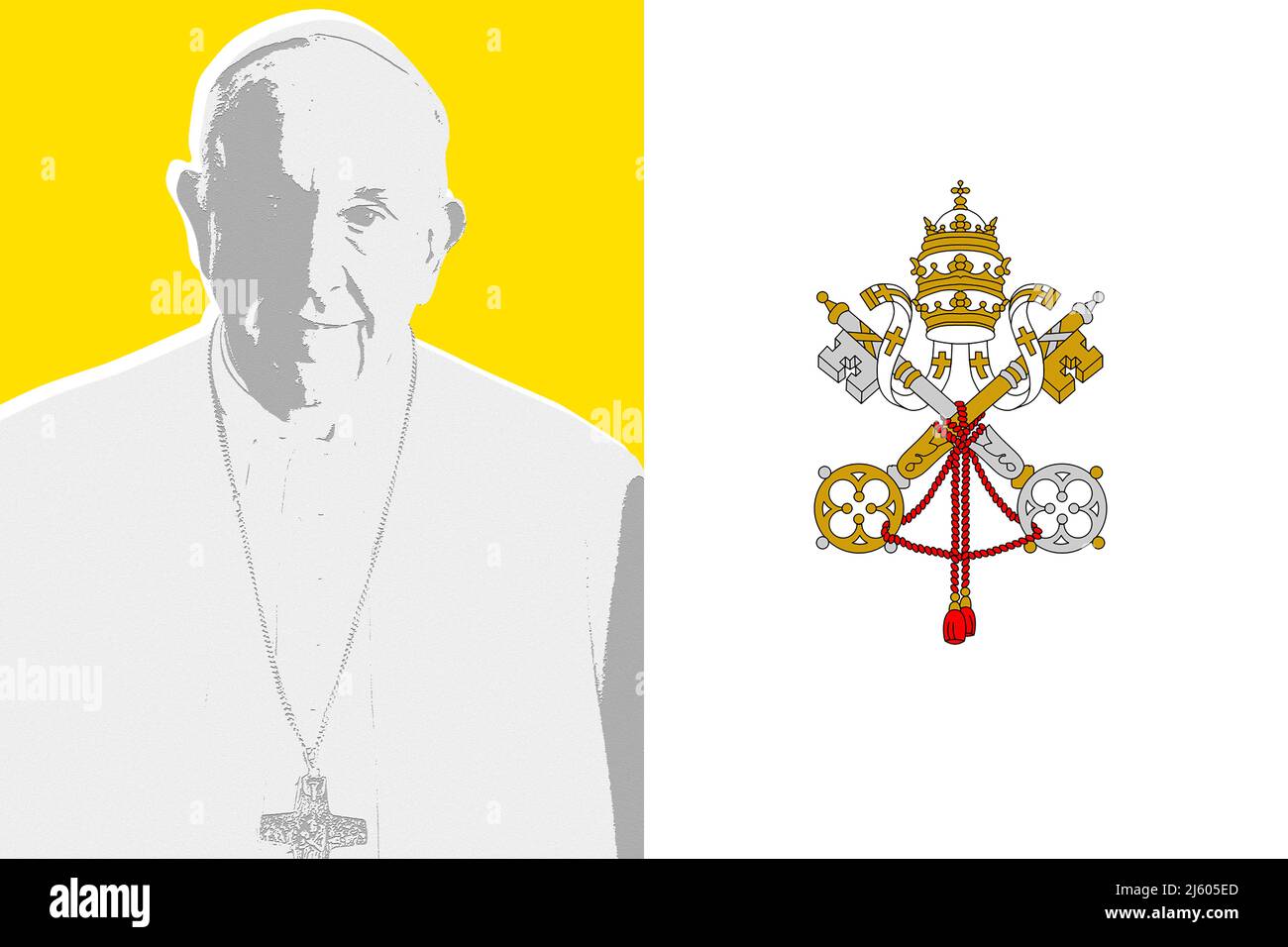 Pope Francis and Vatican flag (Supreme Pontiff Stock Photo - Alamy