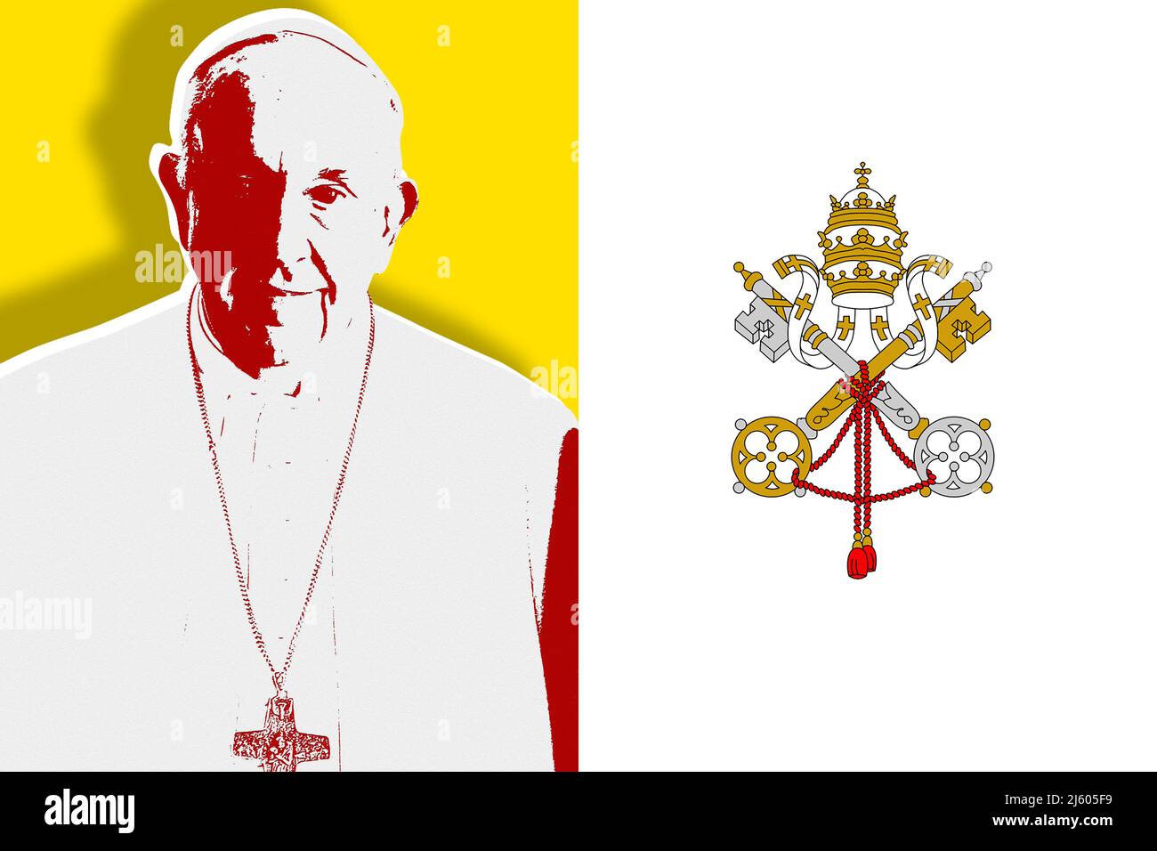 Pope Francis and Vatican flag (Supreme Pontiff Stock Photo - Alamy