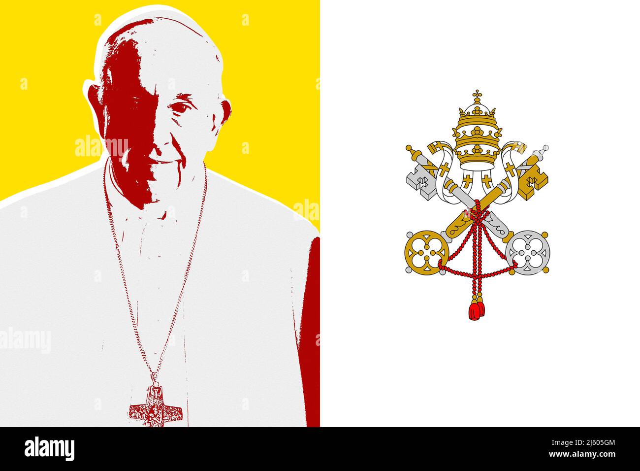 Pope Francis and Vatican flag (Supreme Pontiff Stock Photo - Alamy