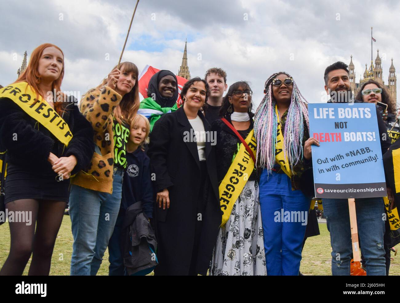 London, UK. 26th April 2022. Activist Patsy Stevenson (far left) and ...
