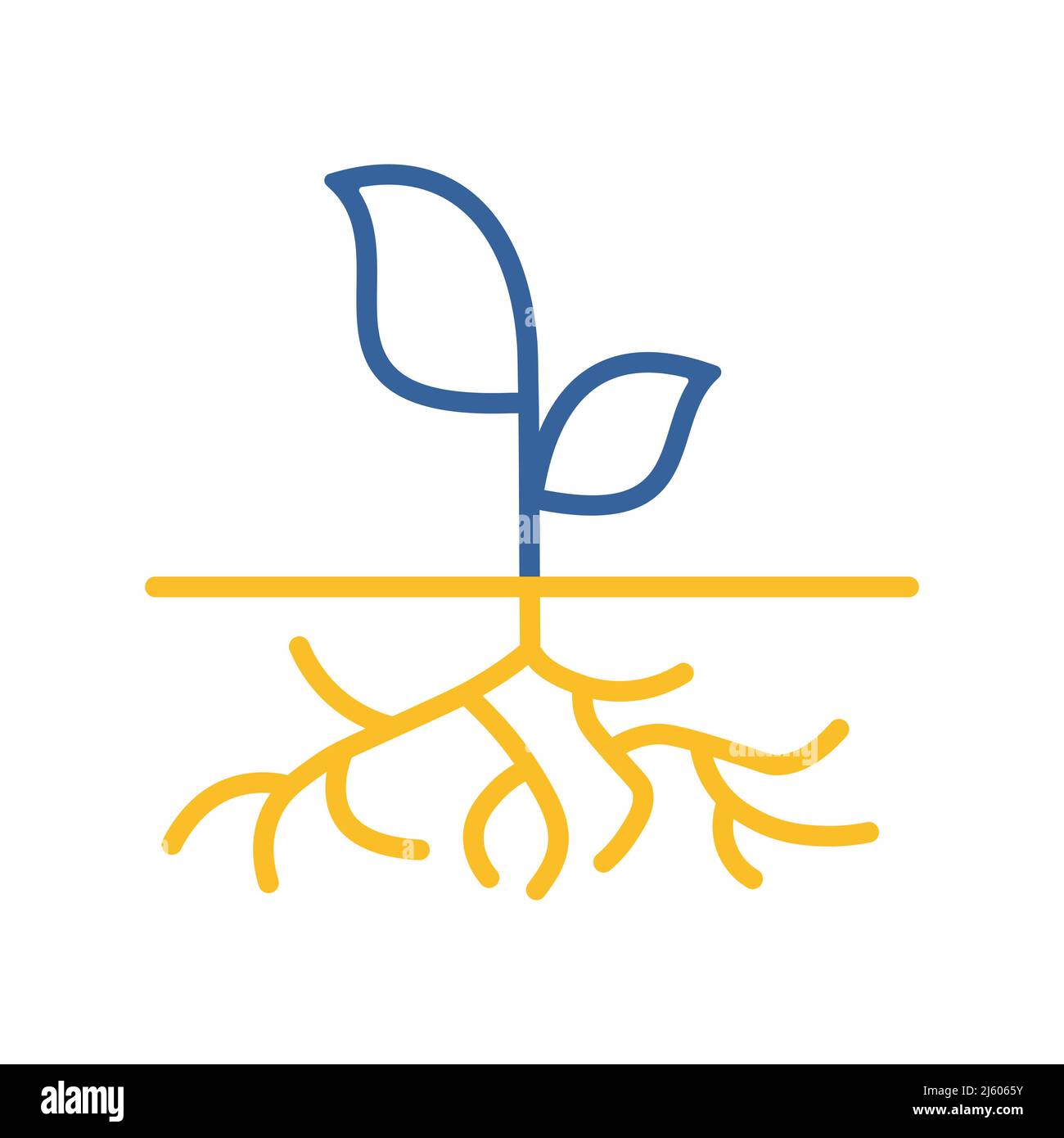 Young green plant with strong roots visible vector icon. Graph symbol ...