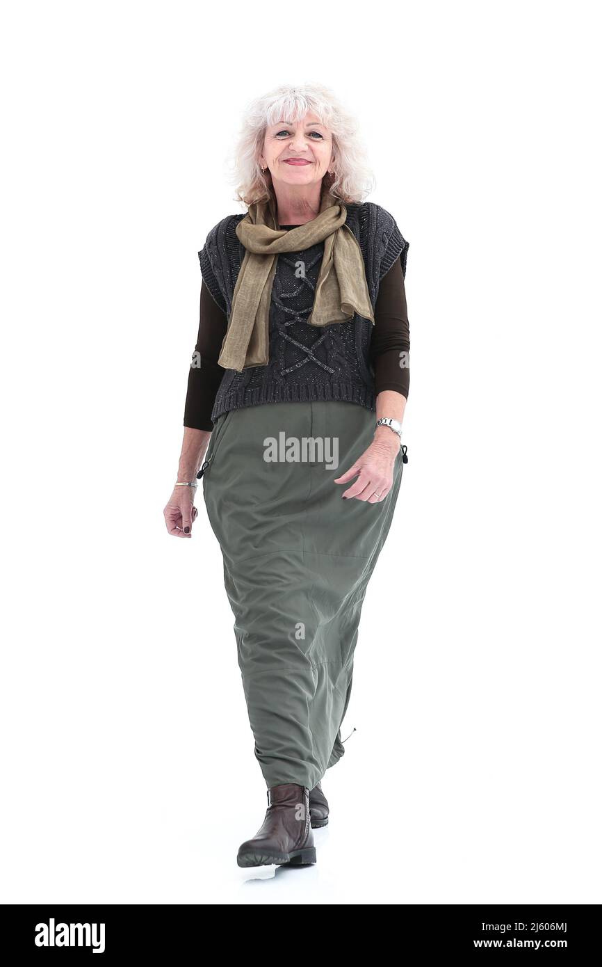 in full growth. smiling adult woman striding forward Stock Photo - Alamy