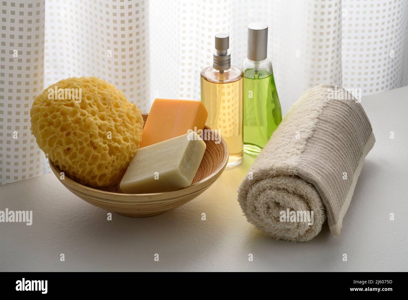 Body care products with shower oils Stock Photo - Alamy