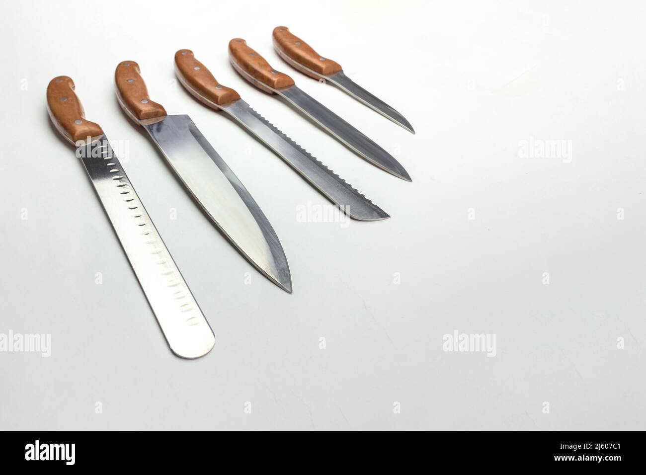Collection of various kitchen knives. Knife weapon cook stainless blade ...