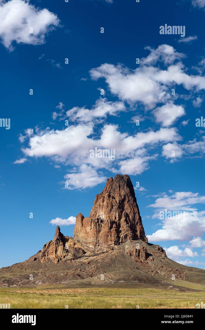 Scenic Arizona desert landscape with volcanic rock formations and blue ...