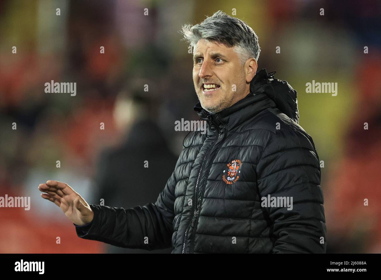 Mike Garrity assistant head coach of Blackpool gives his team ...