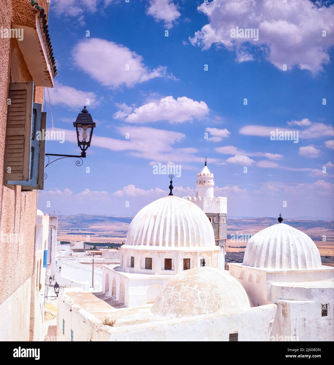 Beautiful Zaouia de Sidi Bou Maklouf under a blue sky, Tunisia, North ...