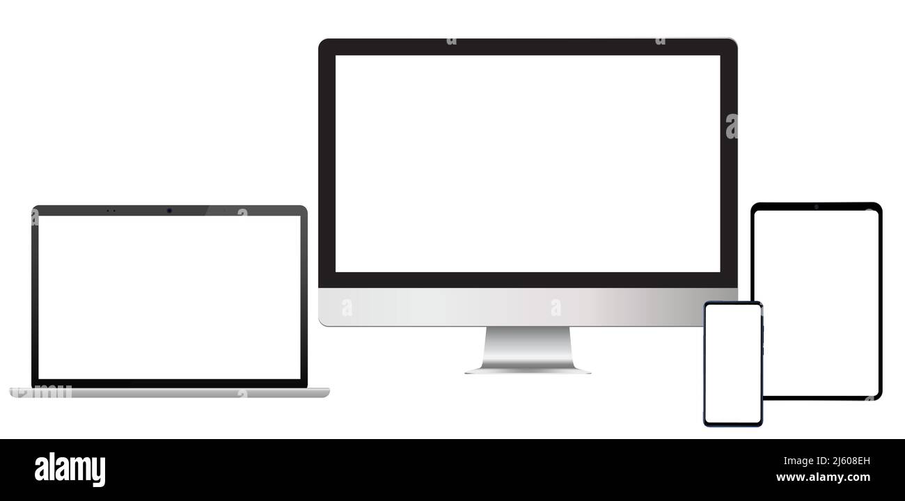 Devices mock up template. Desktop, laptop, tablet and smartphone ...