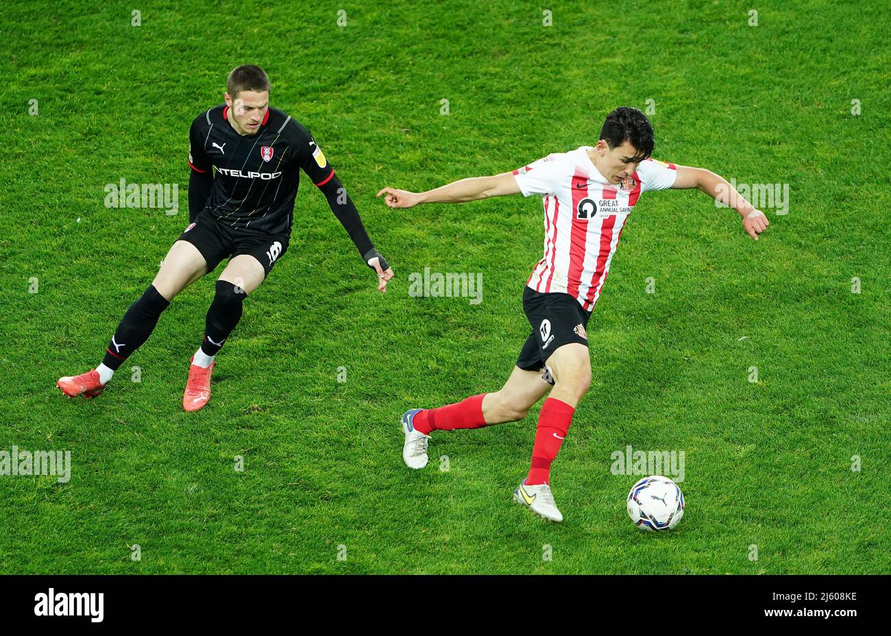 Rotherham United's Ben Wiles (left) and Sunderland's Luke O'Nien in ...