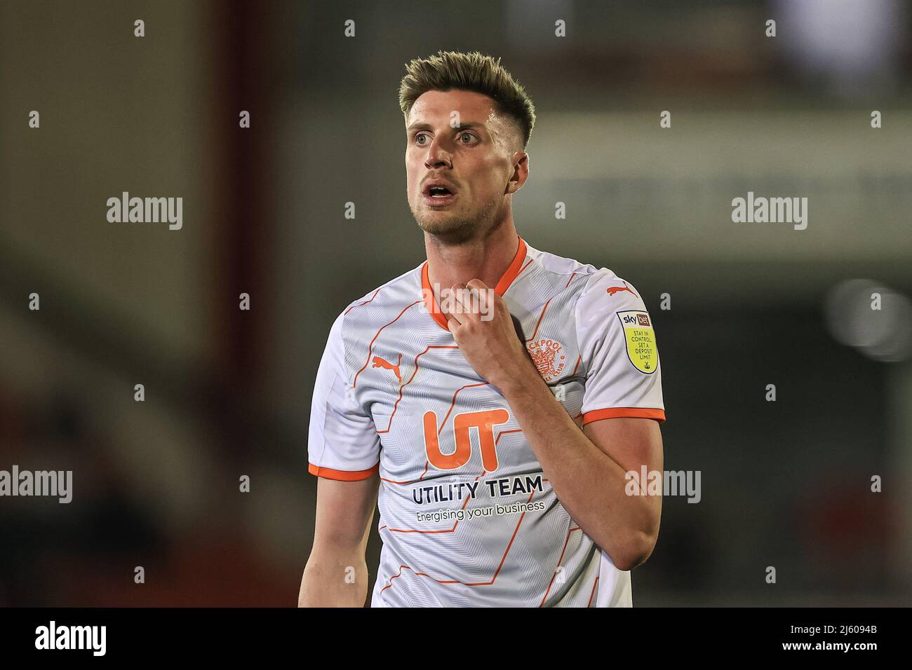 Jake Beesley #28 of Blackpool during the game Stock Photo - Alamy