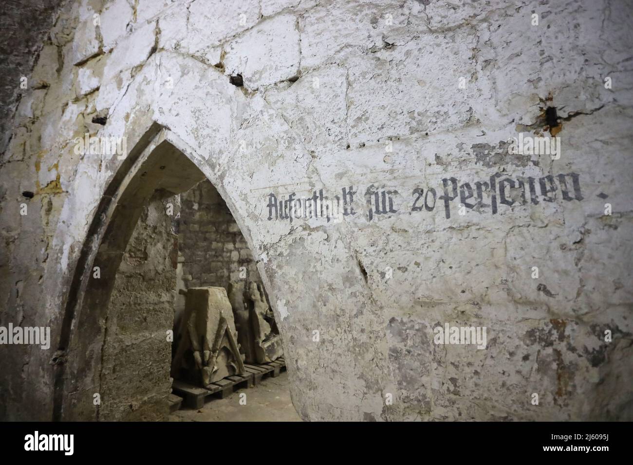 Halberstadt, Germany. 08th Apr, 2022. Inscriptions from the war years ...