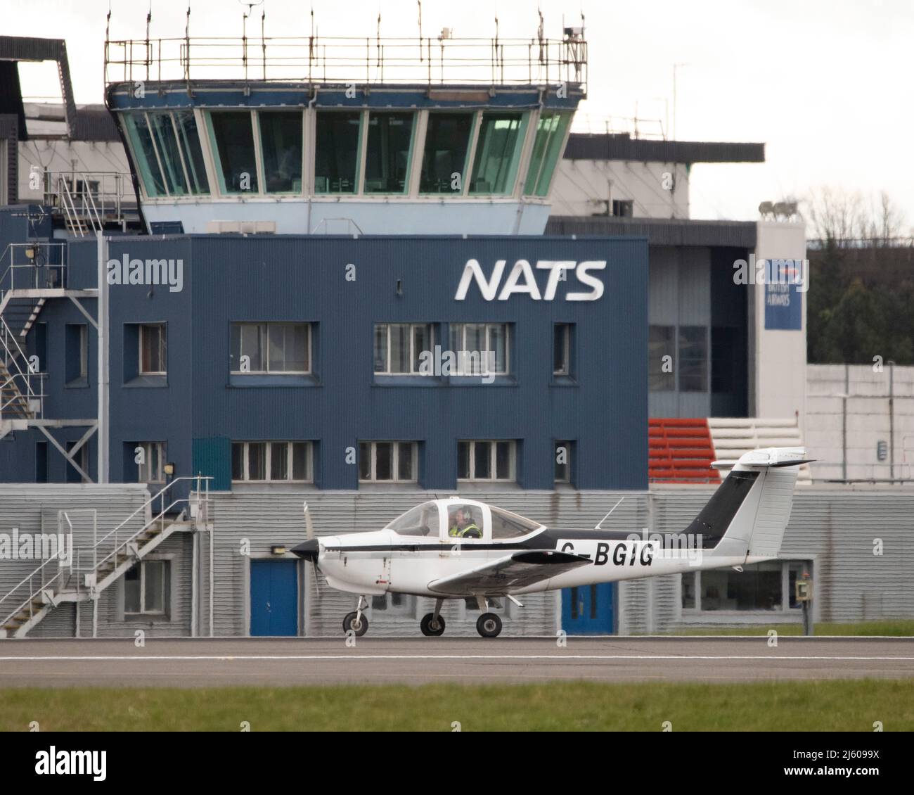 Douglas ross pilots plane control tower backdrop hi-res stock ...