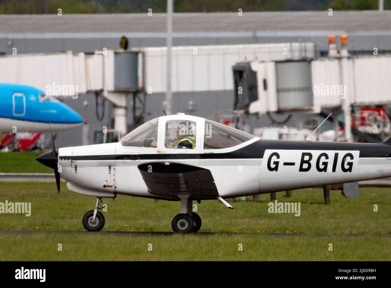 Douglas ross takes flying lesson glasgow airport hi-res stock ...