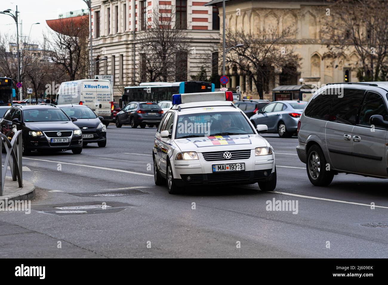 Car traffic, pollution, traffic jam in the morning and evening in the ...