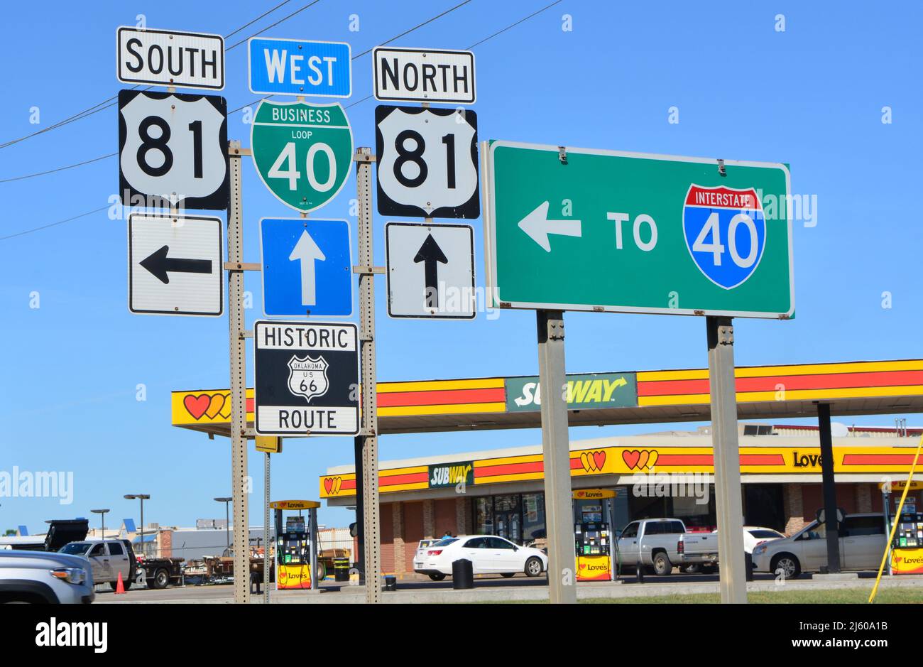 Road signs on Route 66 Stock Photo - Alamy