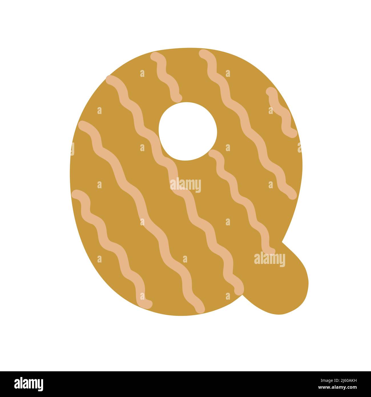 Letter Q of English alphabet, doodle style decorated with simple ...