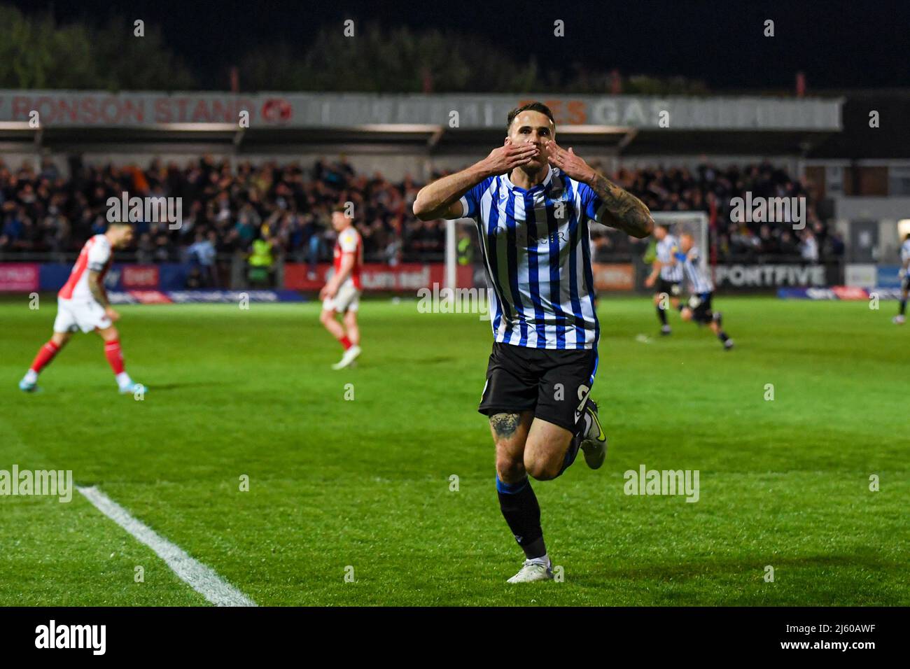 Lee Gregory #9 of Sheffield Wednesday celebrates scoring a goal to make ...