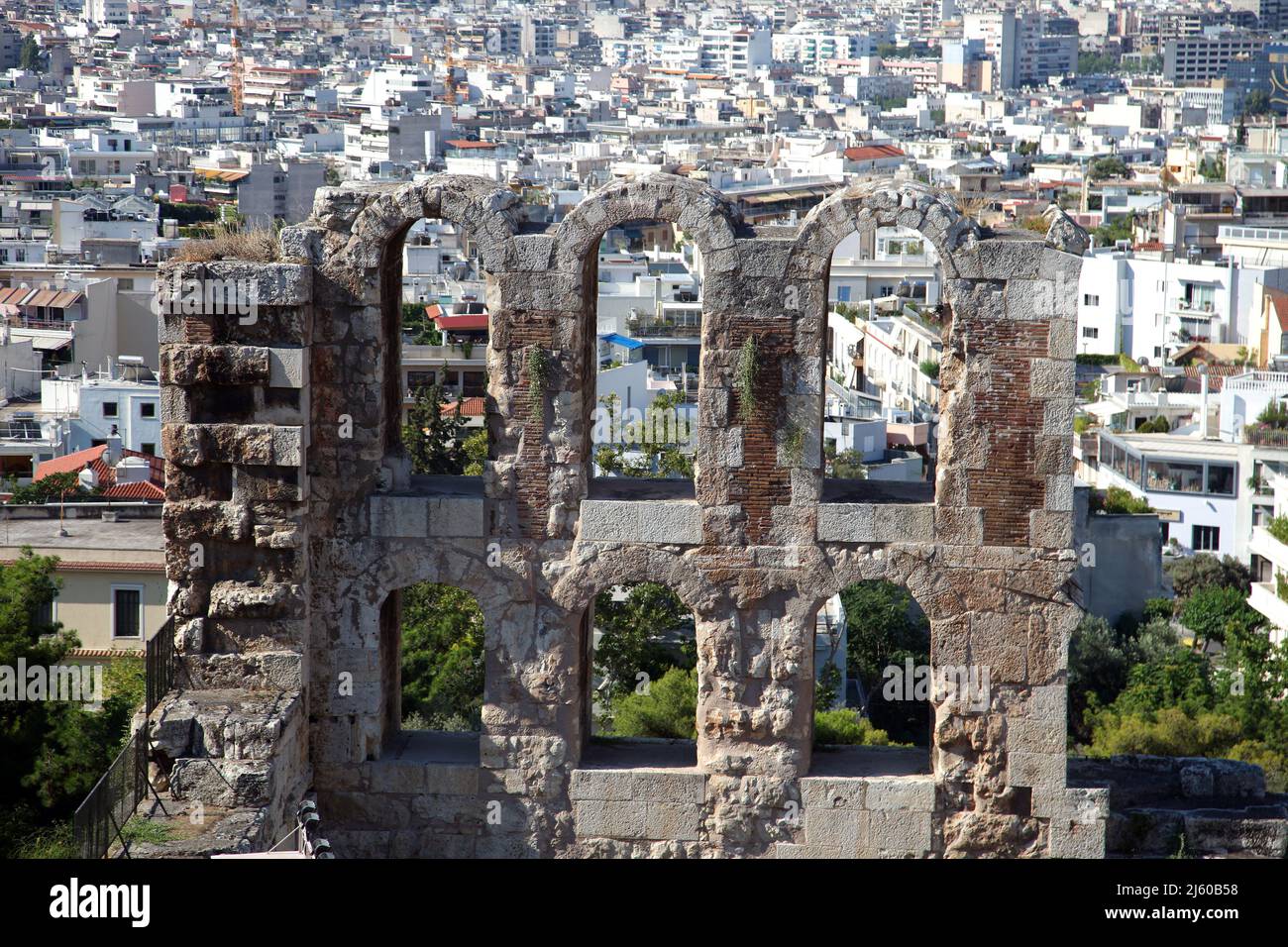 Odeon of Herodes Atticus Theater at Acropolis behind Athens City in ...