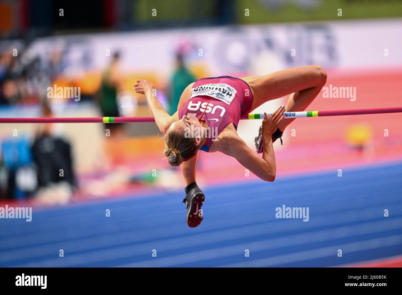 Chari Hawkins participating in the Belgrade 2022 World Indoor ...