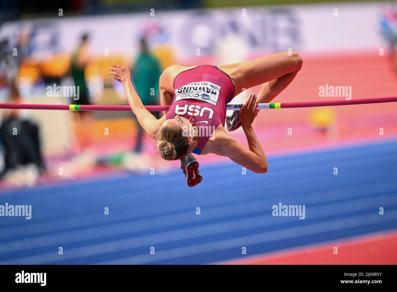 Chari Hawkins participating in the Belgrade 2022 World Indoor ...