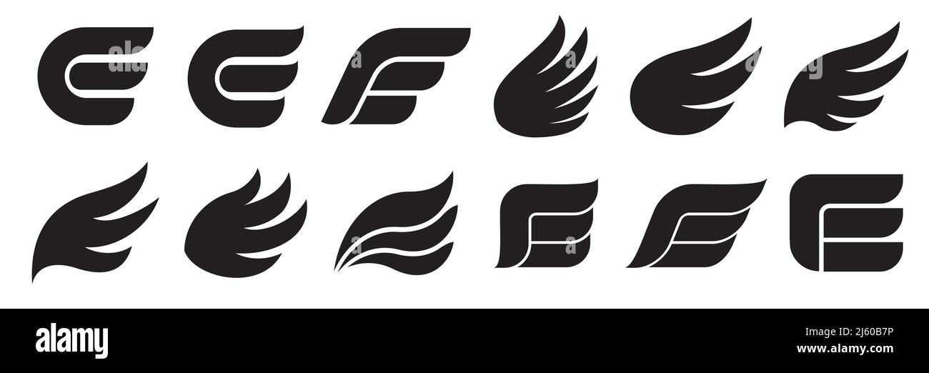 Set of dozen unusual black vector wings for your design Stock Vector ...