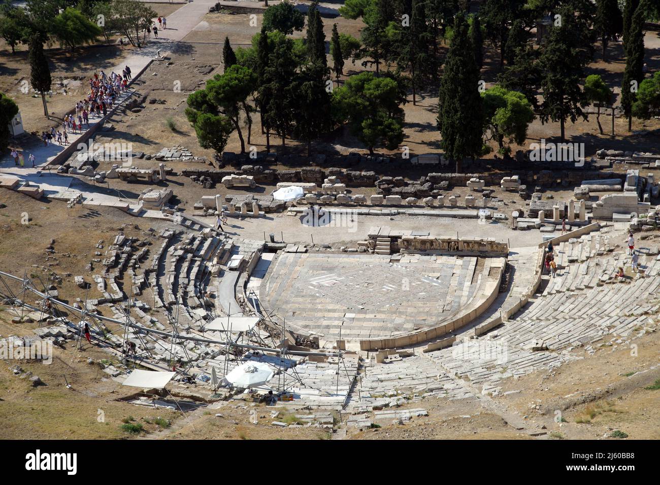 Theatre of Dionysus at Acropolis in Athens, Greece. It is built on the ...