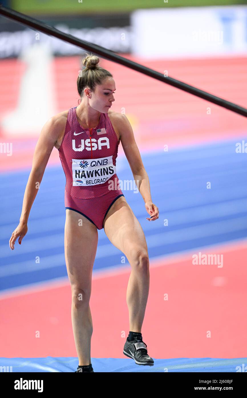 Chari Hawkins participating in the Belgrade 2022 World Indoor ...