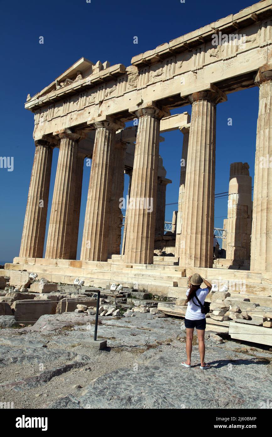 Ancient Greek temple Parthenon at Acropolis in Athens, Greece ...