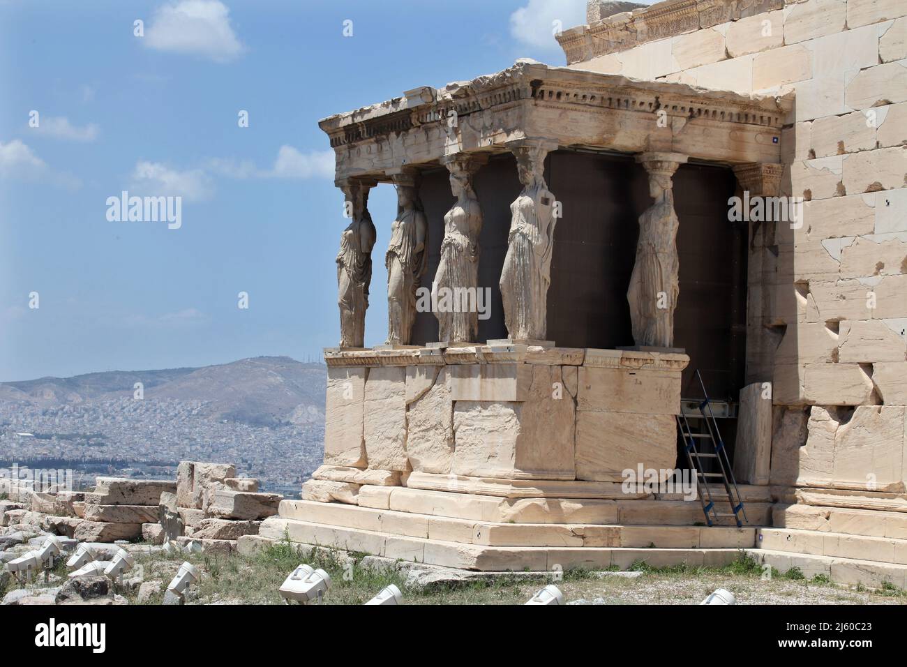 Caryatid Statues at Acropolis Erechtheion Temple in Athens, Greece ...
